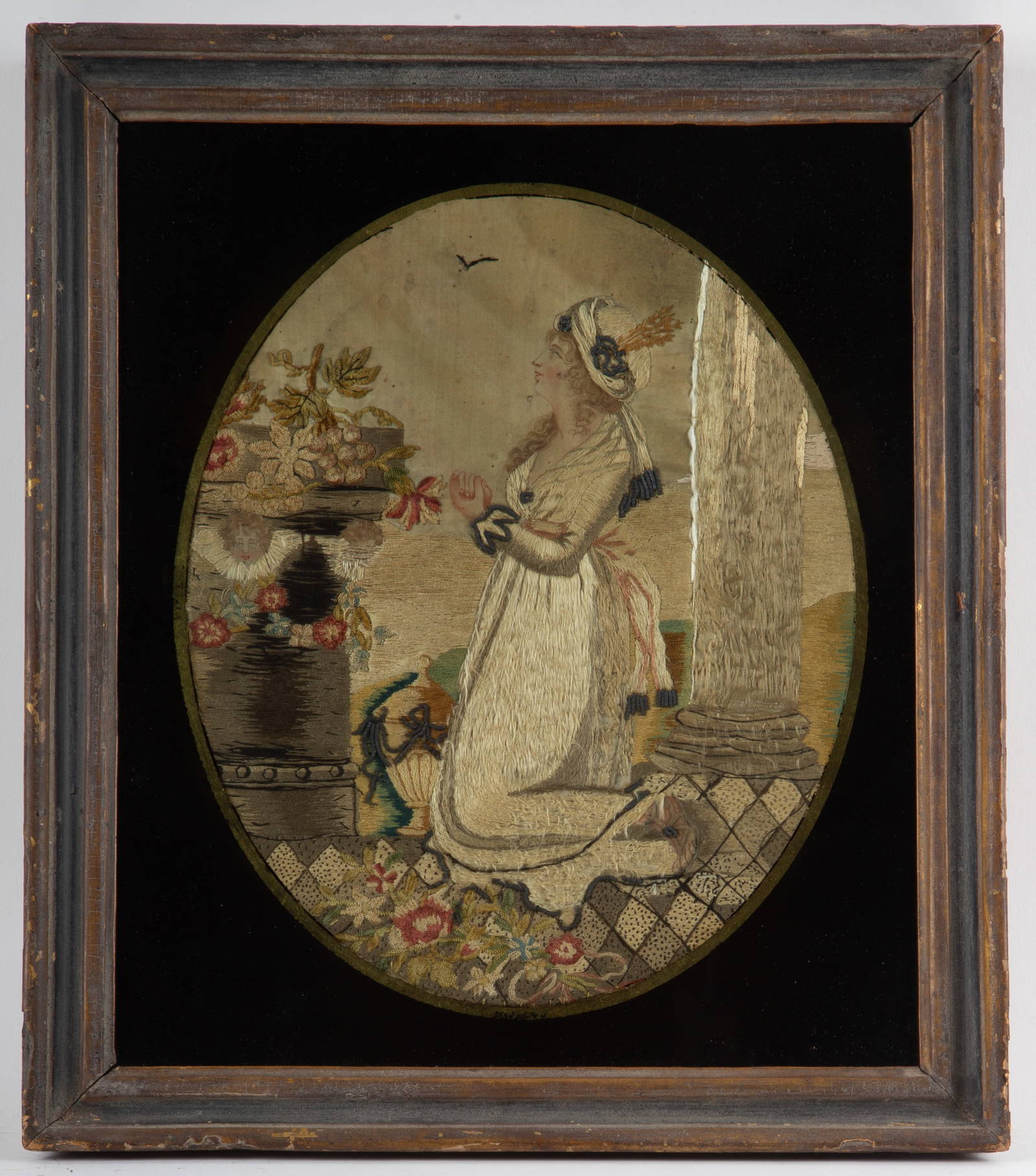 Needlework Mourning Picture Auction Needlework Mourning Picture Auction