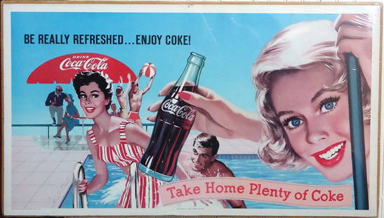1959 Coca Cola Cardboard Sign "be Really Refreshed"