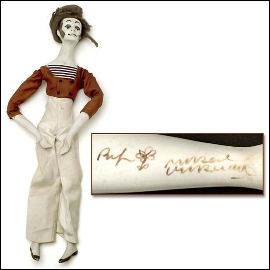 2824: c.2002 MARCEL MARCEAU SIGNED PORCELAIN DOLL