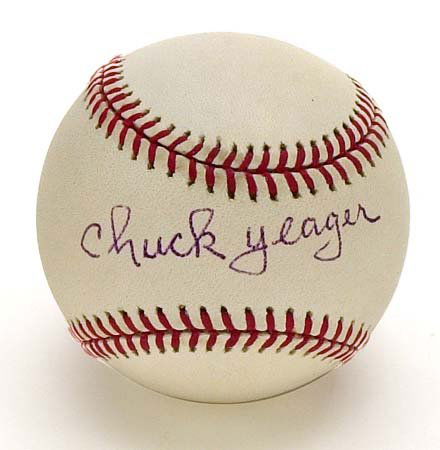 1980s Chuck Yeager Signed Baseball