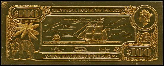1984 First Gold Banknotes Of Belize