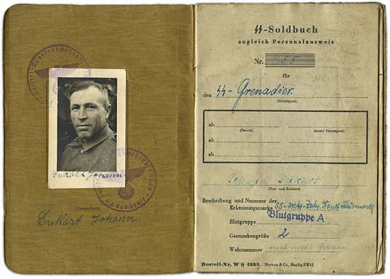 1944 Waffen Ss Anti Tank Grenadier's Soldbuch