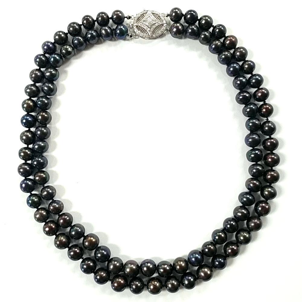 South Sea Black Pearl Strand With 14k White Gold