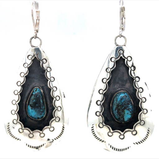 Navajo Rare Lander Blue Turquoise Earrings signed (#0168) on Jul 16 ...