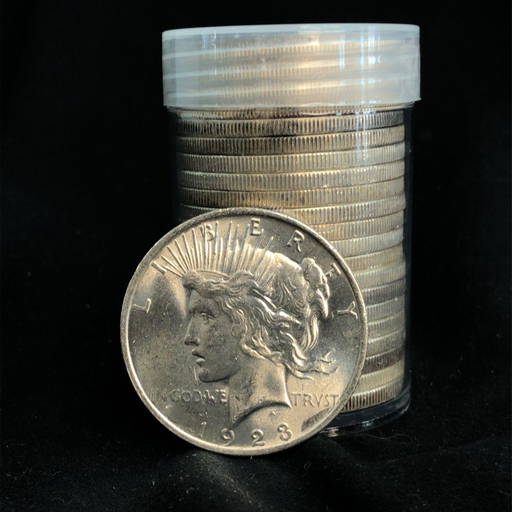1923 Us Silver Peace Dollar Roll 20 Coins Bu