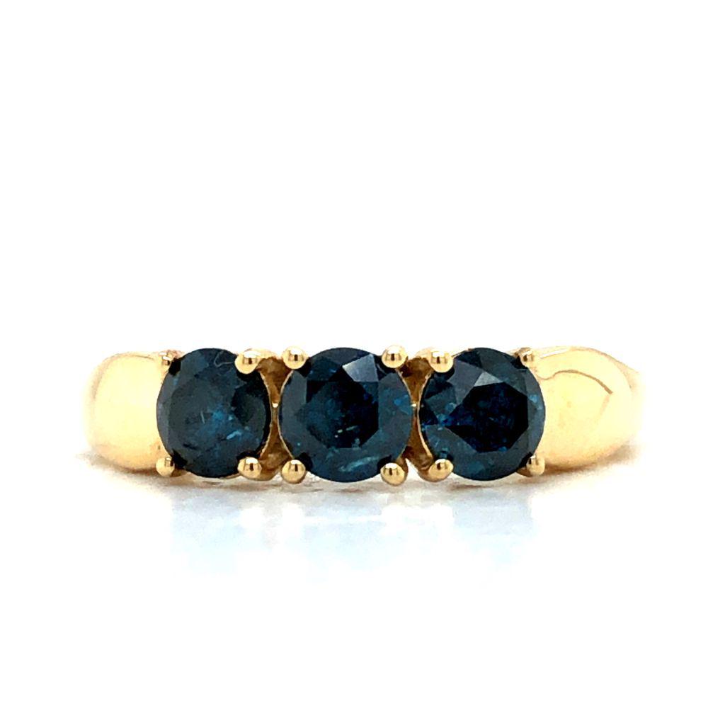 Blue Diamond Three Stone Ring