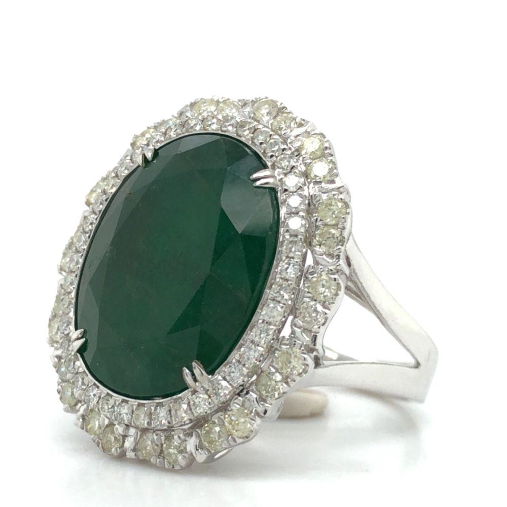 Maximalist Emerald And Double Diamond Halo Ring Auction