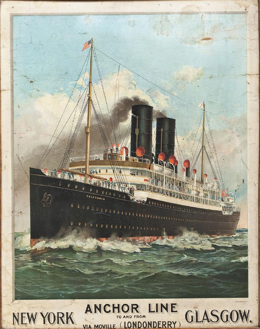 Anchor Line Steam Ship Advertising Poster