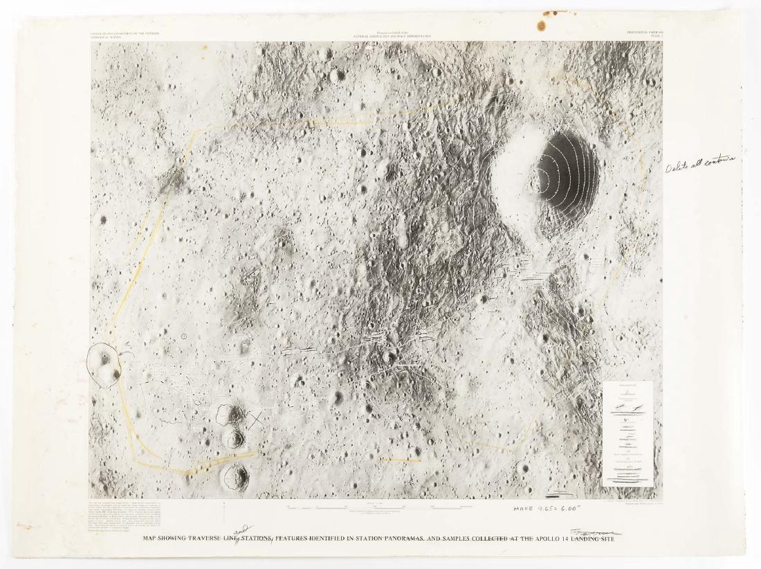 Apollo 14 Traverse Line & Stations Proof Map