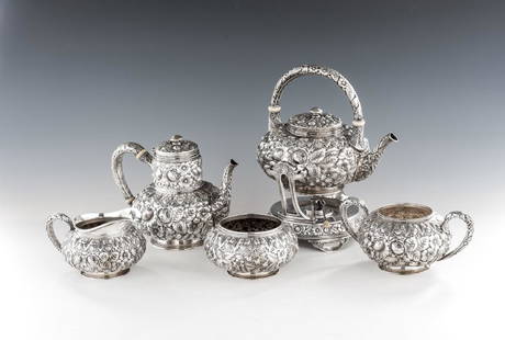 A Five Piece Gorham "buttercup" Sterling Tea Set
