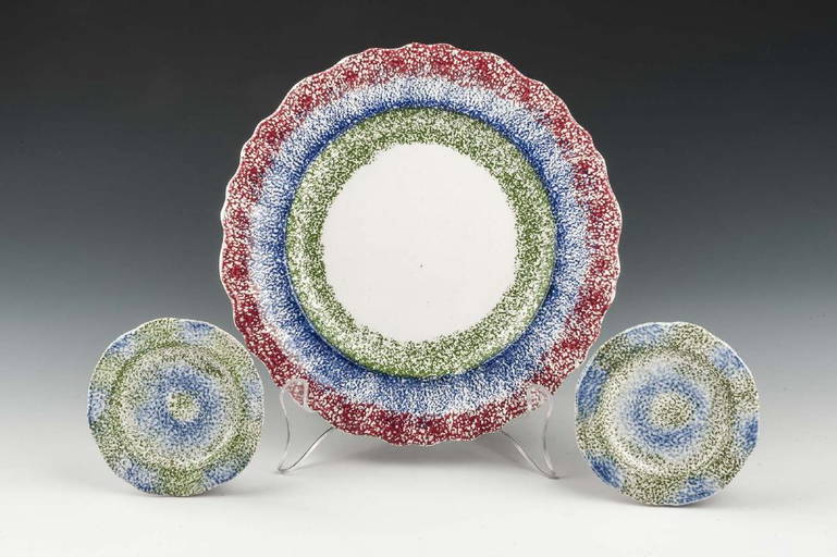 Rainbow Spatterware Plate & Cup Plates