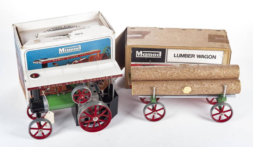 Mamod Steam Tractor & Lumber Wagon With Obs
