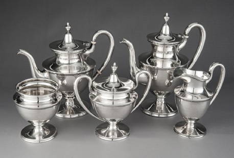 Stieff Pewter Coffee & Tea Set 5 Pcs
