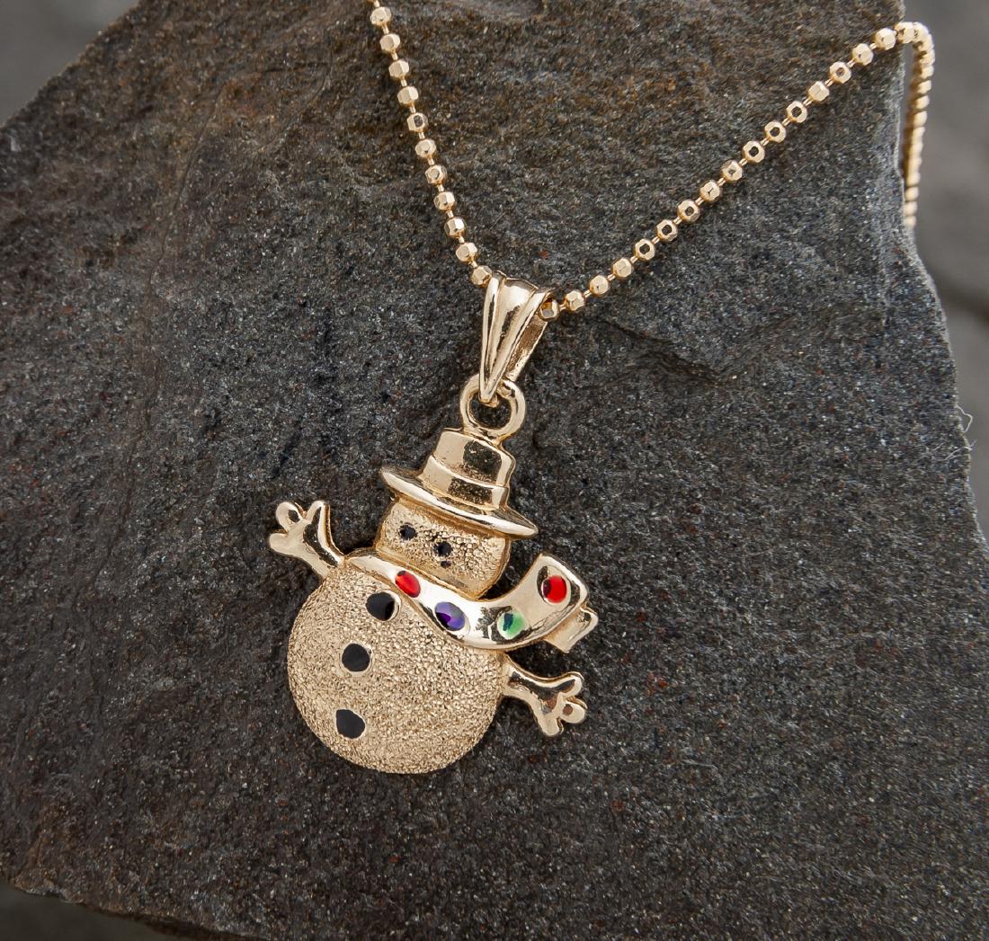 14K Snowman Pendant Necklace