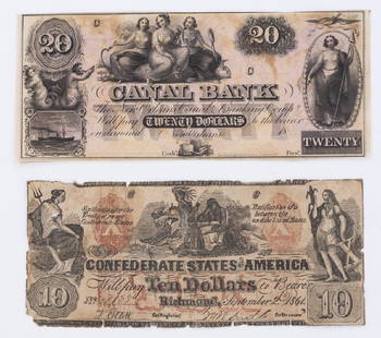 2 1800s Obsolete Currency Notes