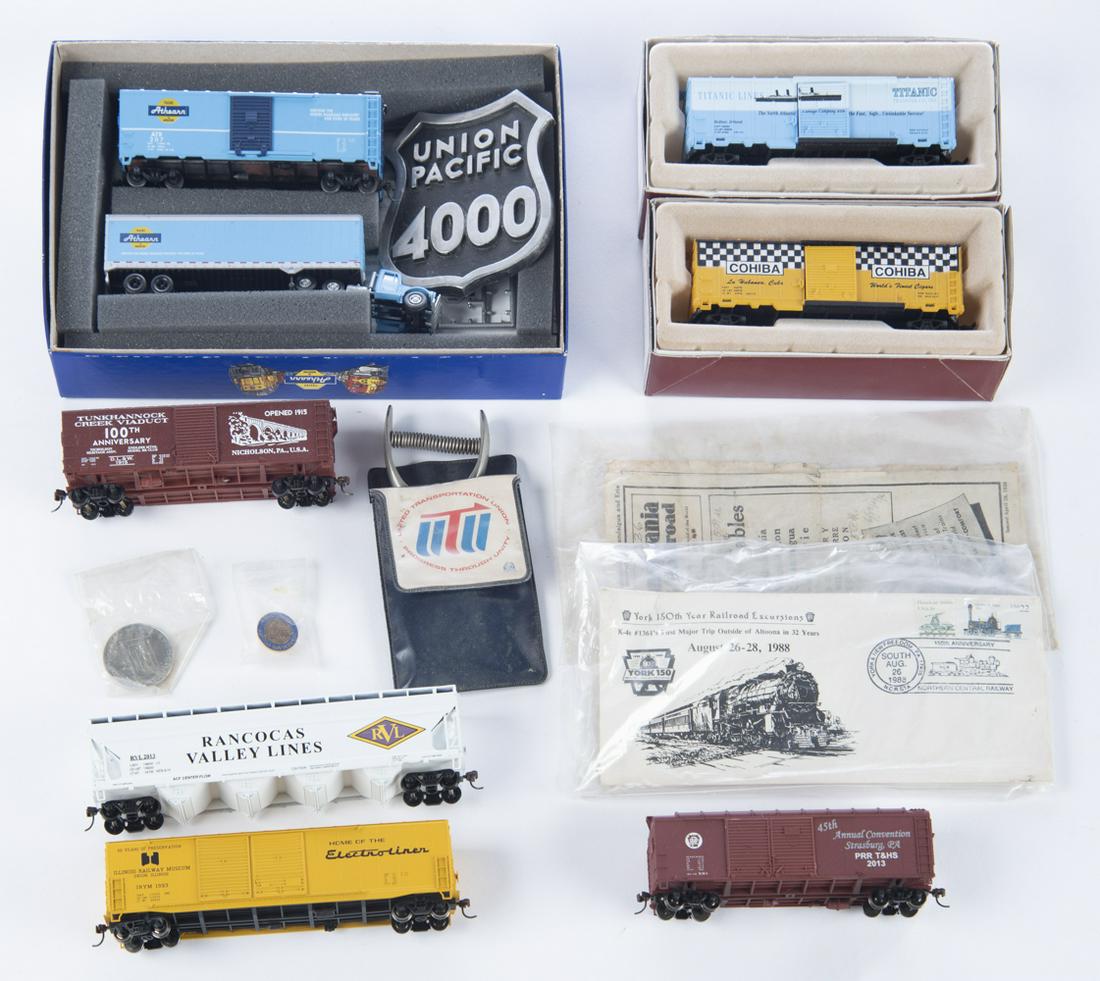 12 Model Railroad Collectibles Incl Cars, Coin