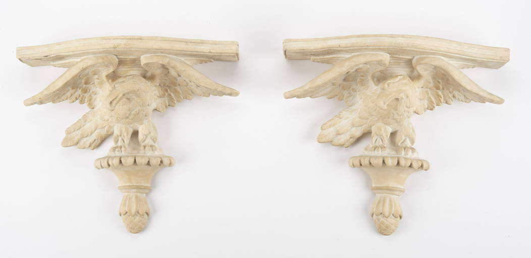 Pair Of Plaster Eagle Wall Shelves/brackets