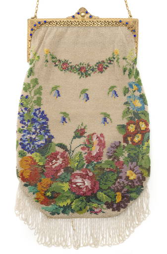 Antique Trinity Plate Beaded Dance Purse