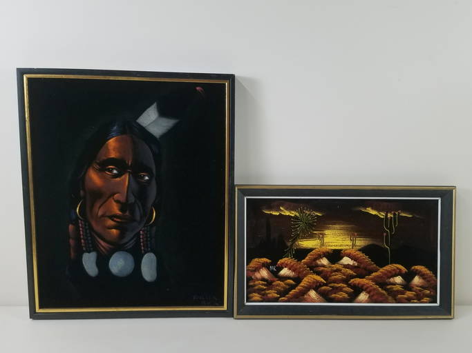 Paha Ska And Nk Paintings On Velvet Incl Portrait