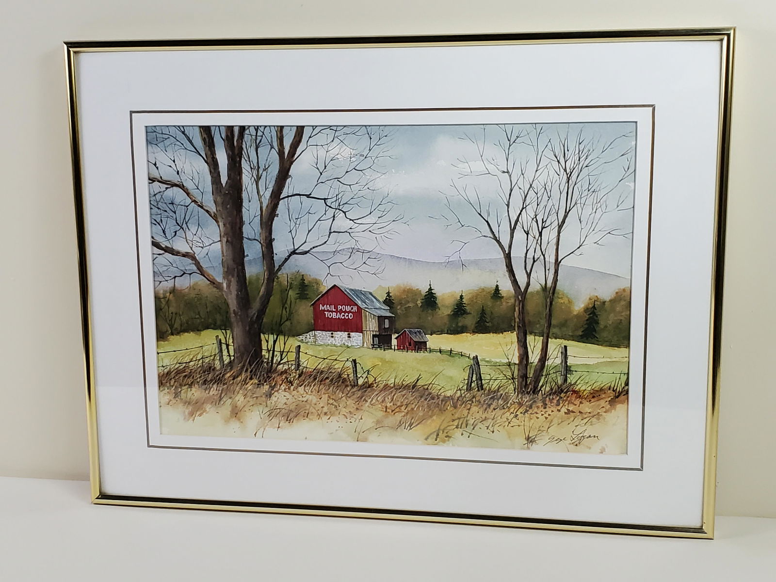 George Logan Barn In Pasture Watercolor