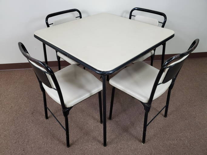 Mid Century Modern Folding Card Table & 4 Chairs
