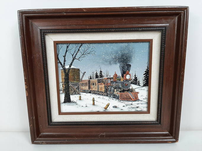 C. Carson Steam Train Oil Painting