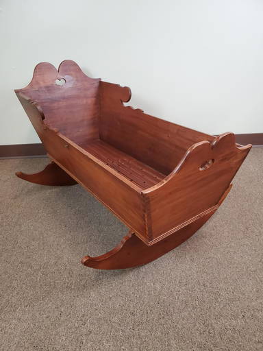 Antique Rocking Cradle With Hearts