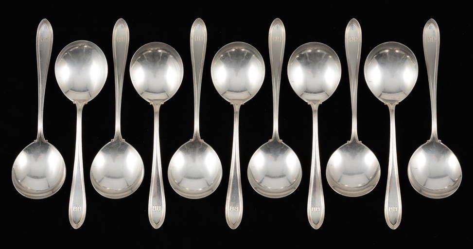 11 Frank W. Smith Sterling Soup Spoons
