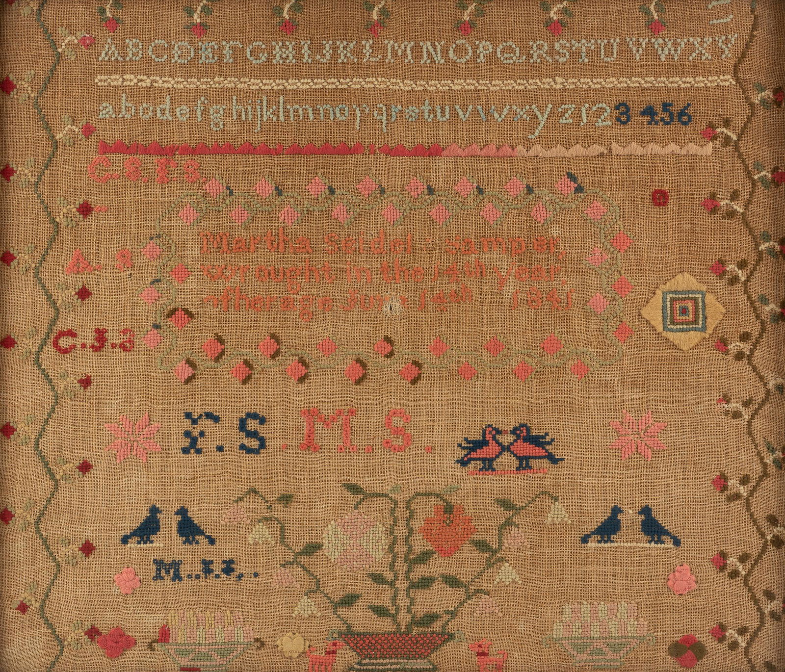 1841 Martha Seidel Crider Needlework Sampler
