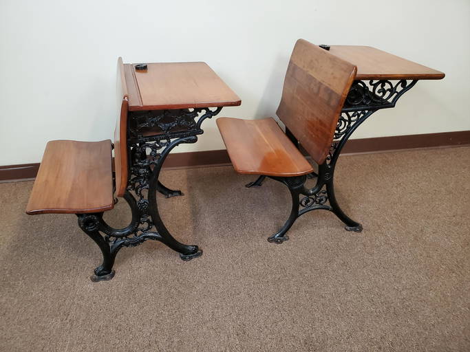 2 Vintage School Desks With Ink Wells