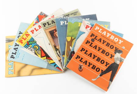 9 1954 Playboy Magazines Incl Red Stars