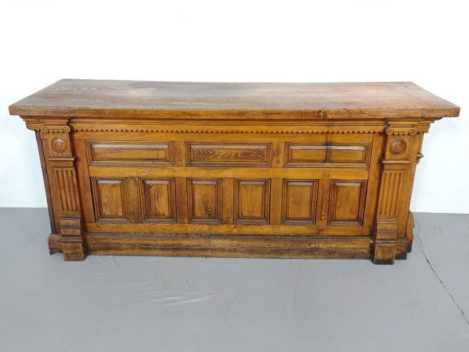 Antique Oak Store Front Counter