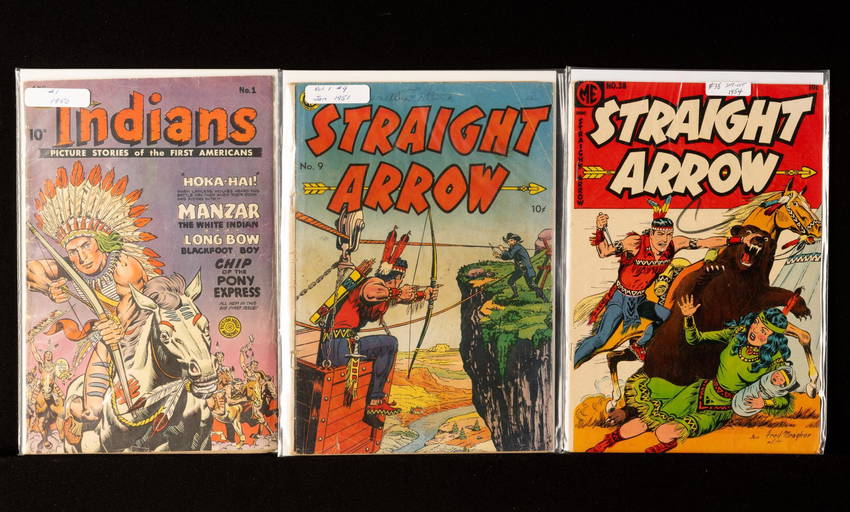 5 Golden Age Western Comics Incl Straight Arrow & Others