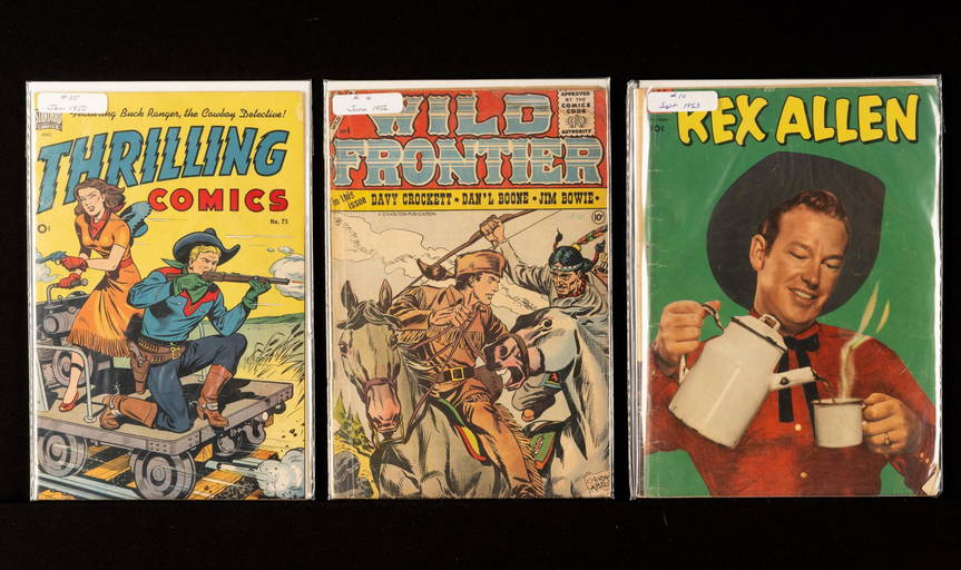 4 Golden Age Western Comics Incl Wild Frontier & Others