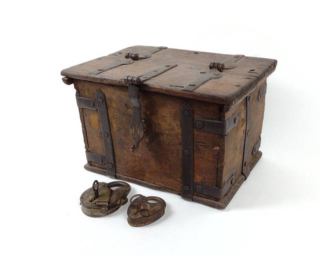 Antique Lockbox With Two Locks