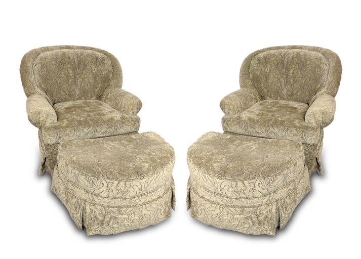 Sealy Two Arm Chairs With Ottoman