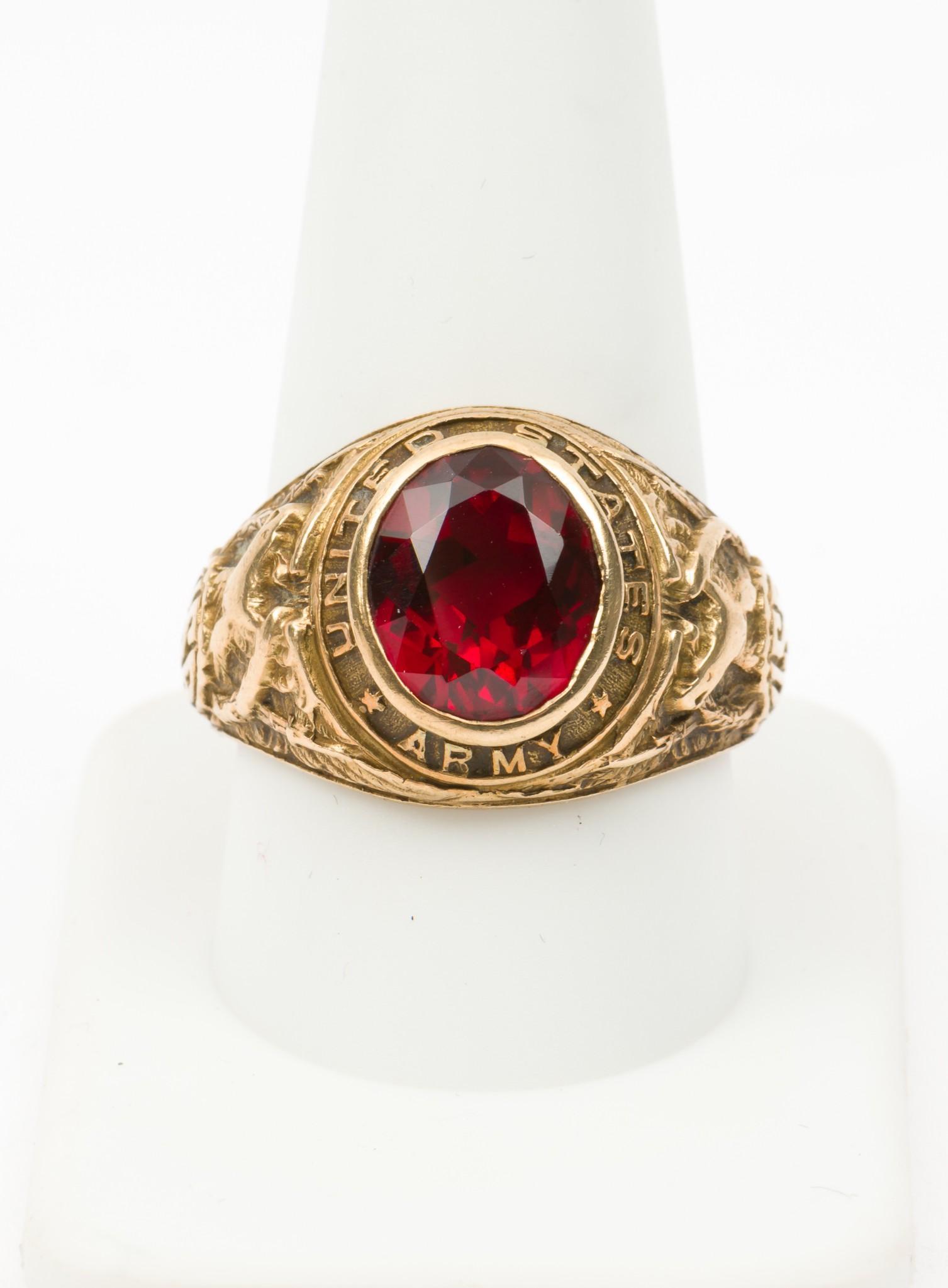 10K & Synthetic Ruby US Army Ring (#0174) on Jul 24, 2022 | Cordier ...