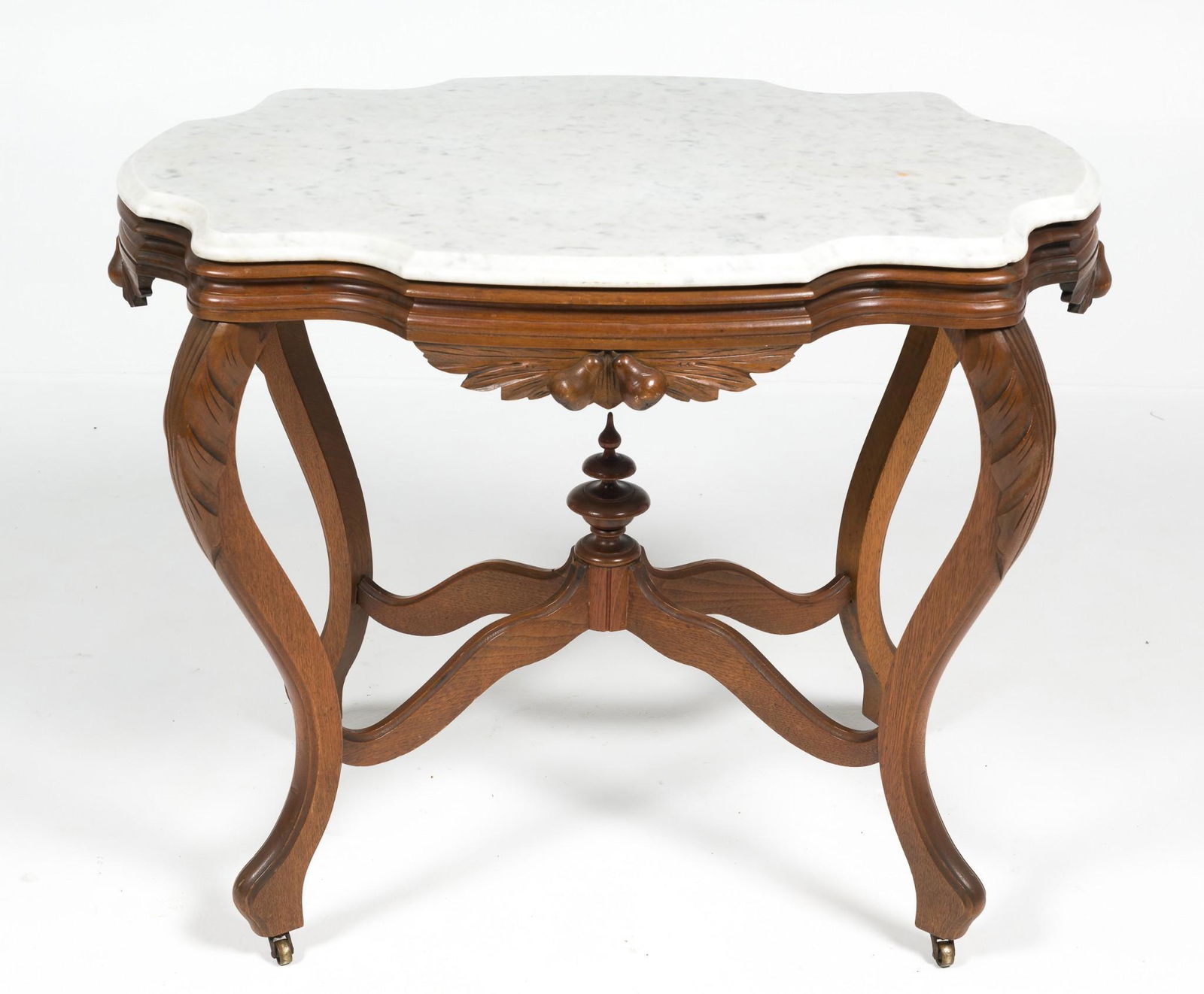 Rococo Revival Marble Turtle Top Parlor Table