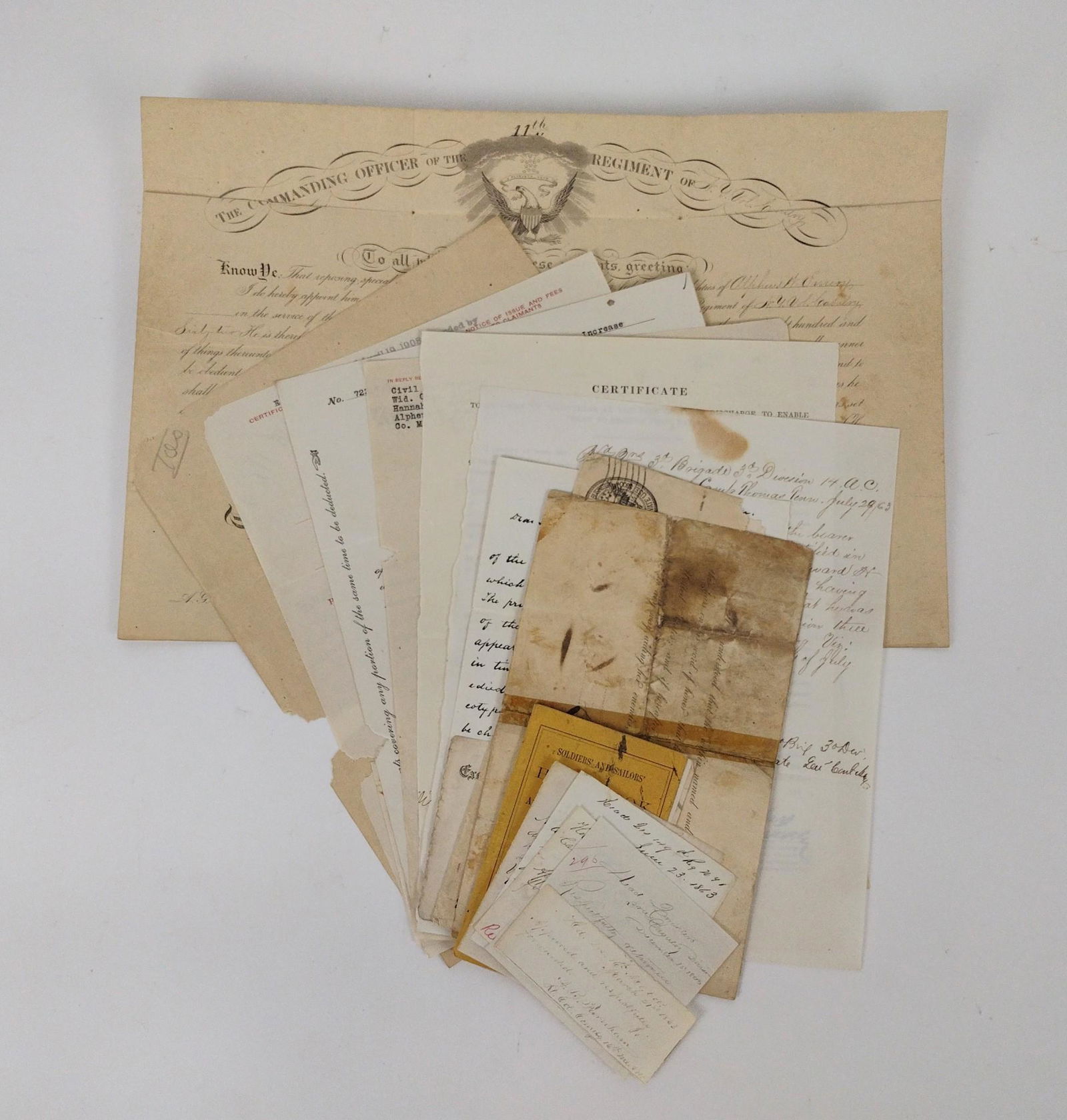 Collection Of 15 Civil War Documents And Papers