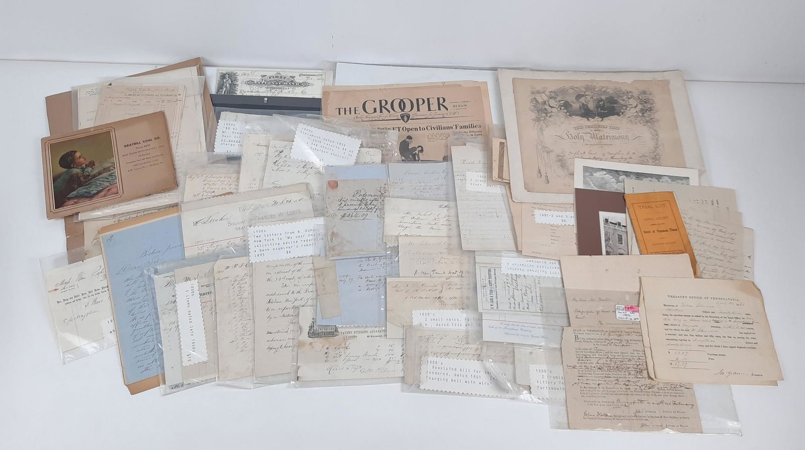 Grouping Of Documents And Post Cards