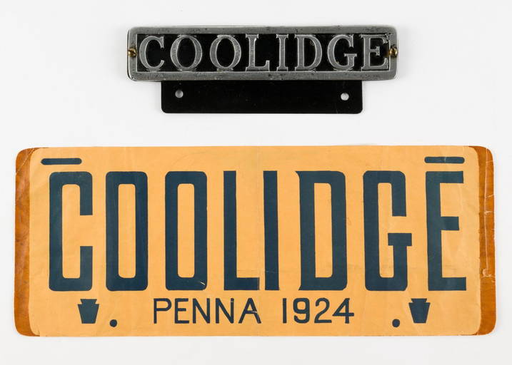 Coolidge Paper License Plate & Metal Topper