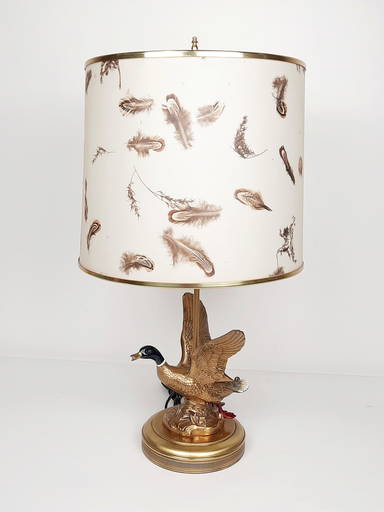 Brass Duck Lamp with Feather Shade (#0011) on Dec 12, 2022 | Cordier ...
