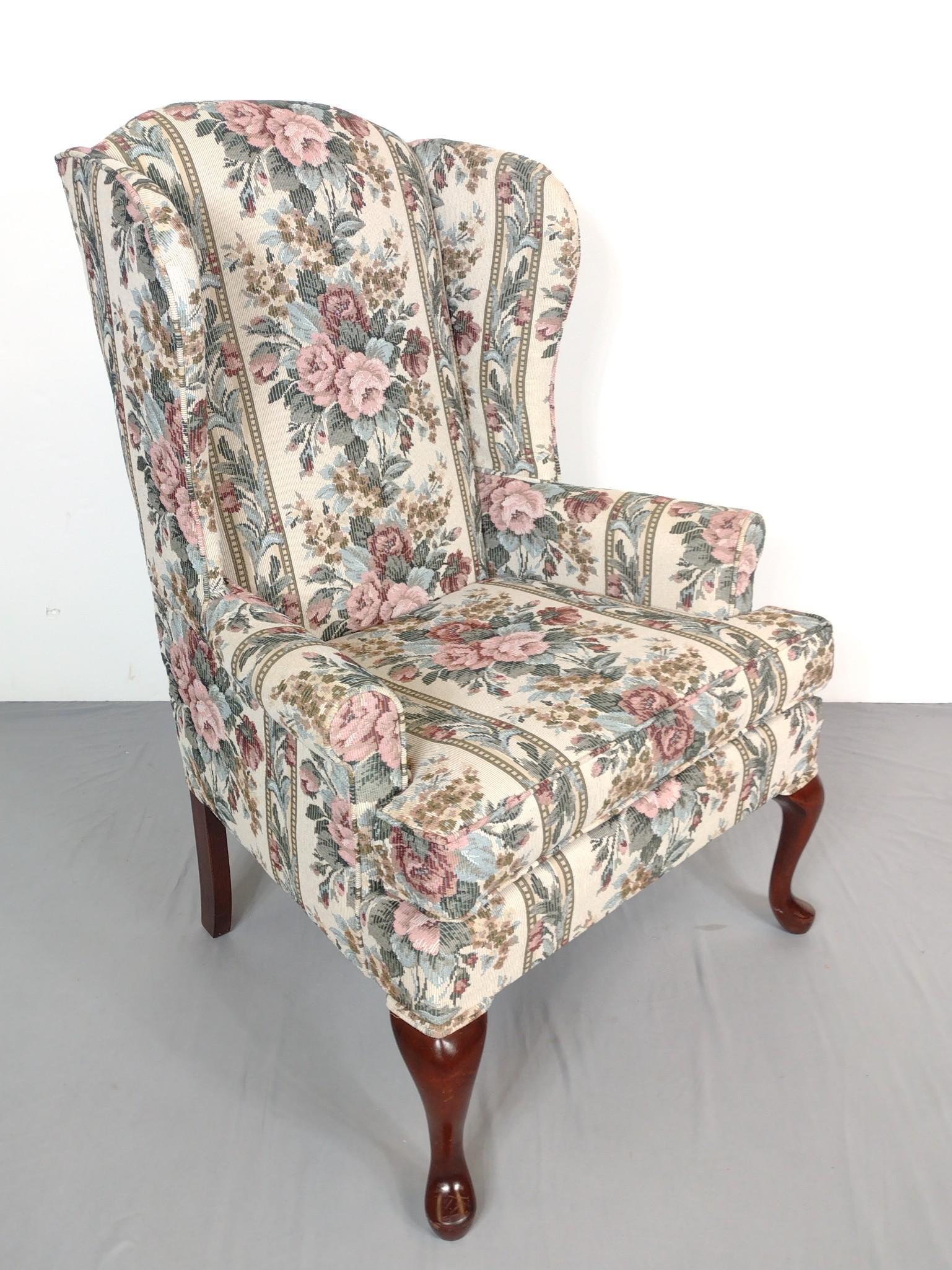Broyhill Floral Print Wingback Chair (#0360) on Dec 12, 2022 | Cordier ...