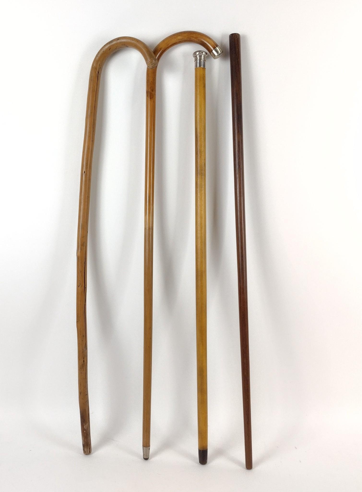 4 Canes & Walking Sticks Incl Flask Cane