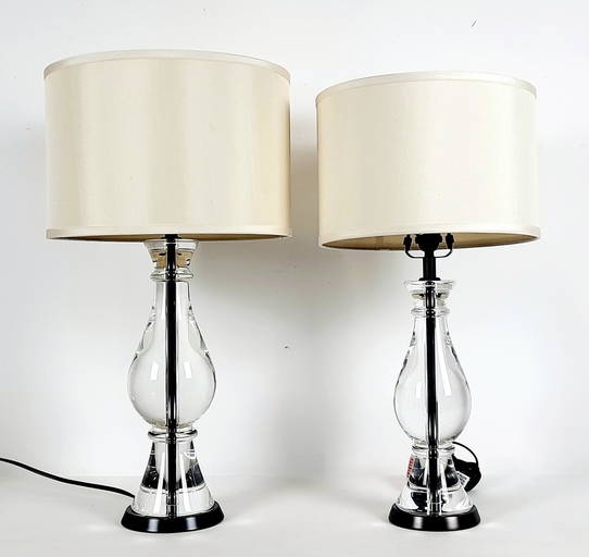 2 Pottery Barn Marston Glass Table Lamps