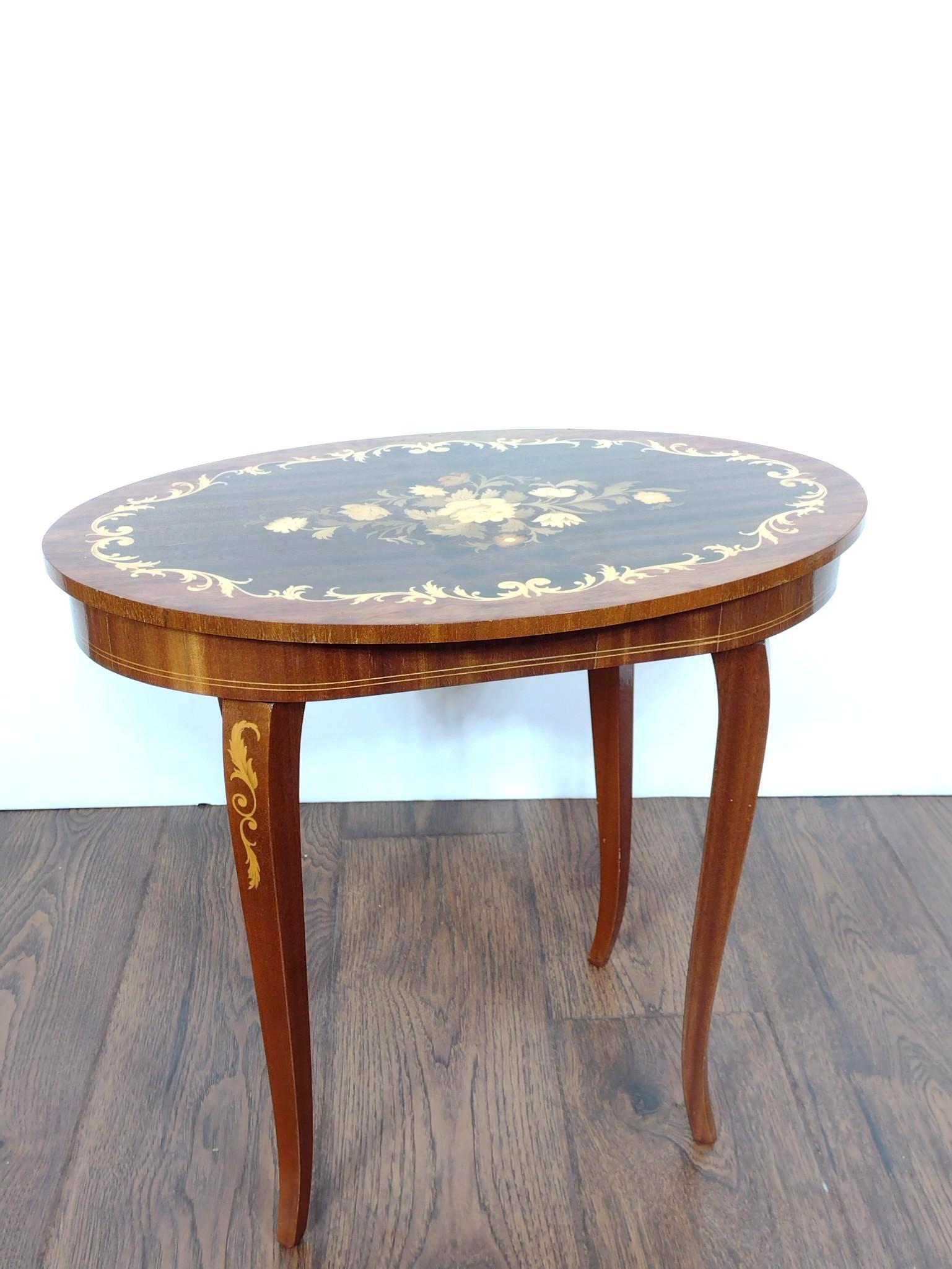 Italian Inlaid Music Box Table