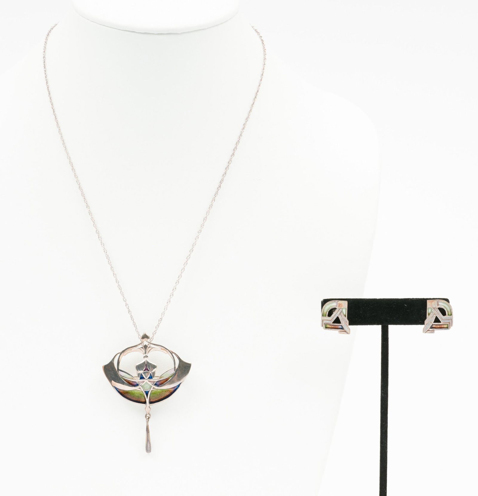 Pat Cheney Pendant Brooch And Earrings W/ Original Box