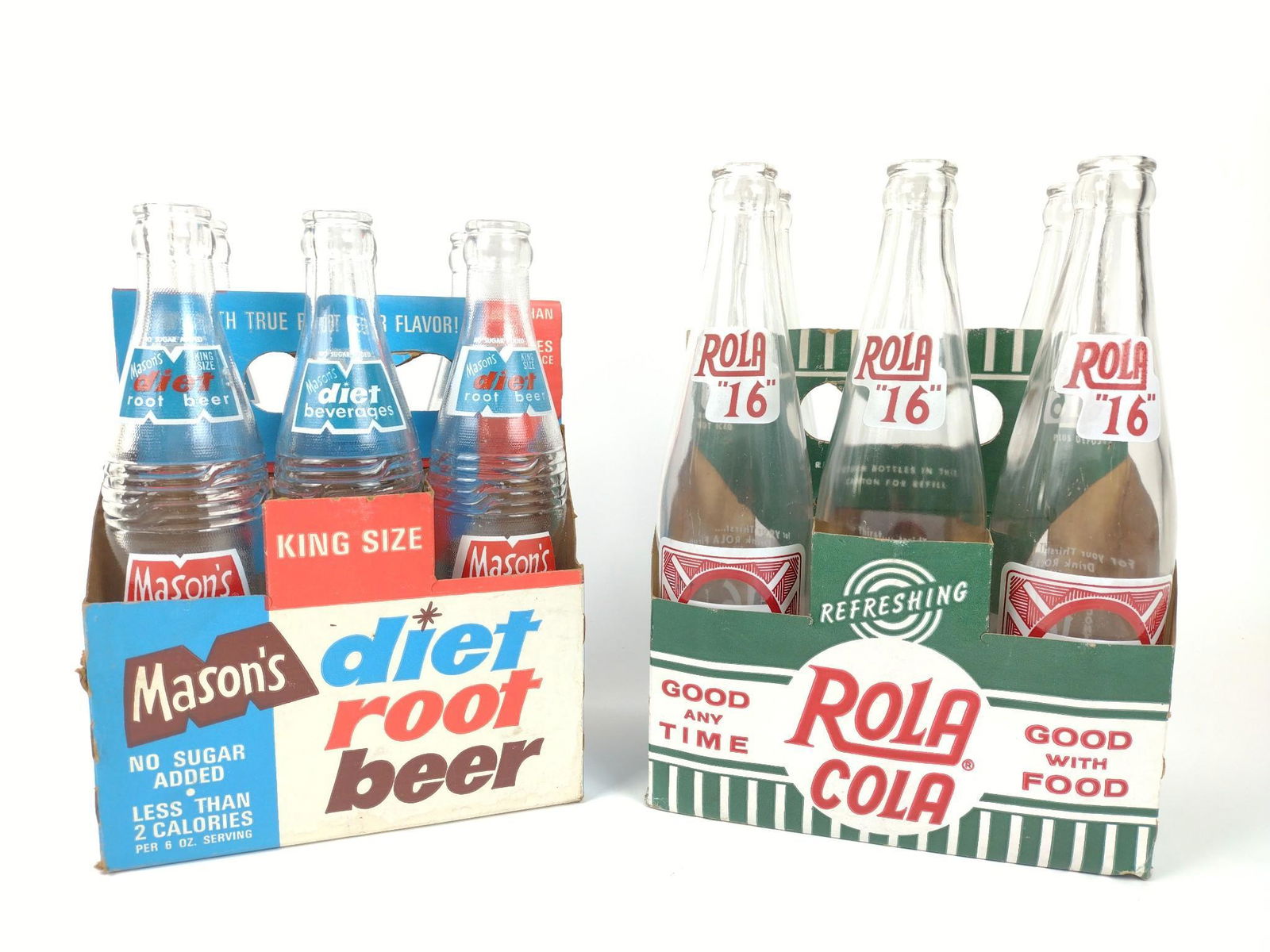 Mason's Diet Root Beer & Rola Cola Bottles & Carriers