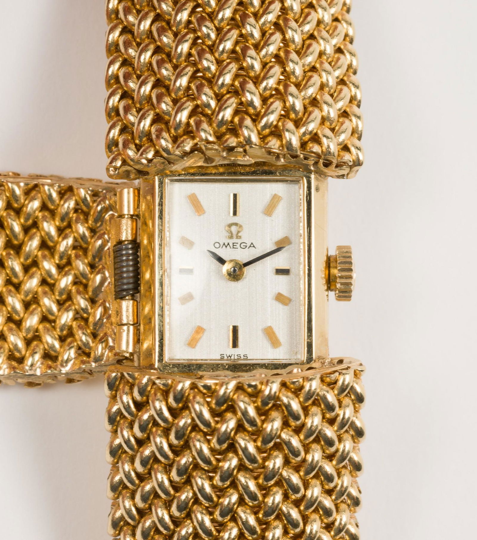 Vintage Omega Ladies 14k Gold Mesh Bracelet Watch Auction