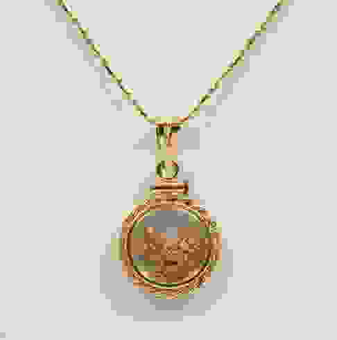 14k Italian Gold Flake Pendant Necklace Auction